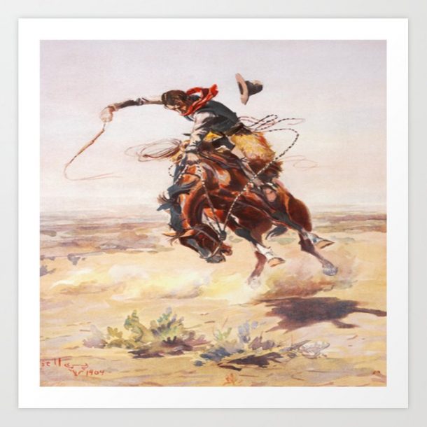 vintage-western-cowboy-bronc-rider-prints | CW Hawes